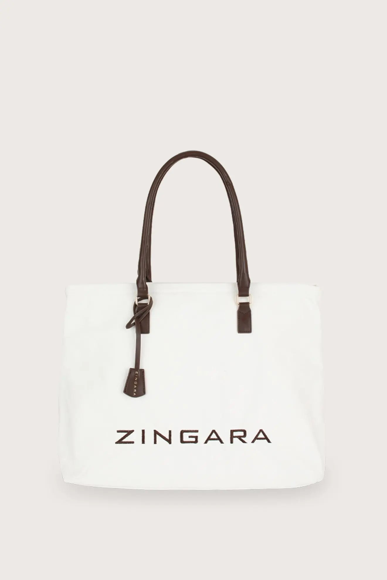 Gloam White Bag with Black Leather Details | Zingara