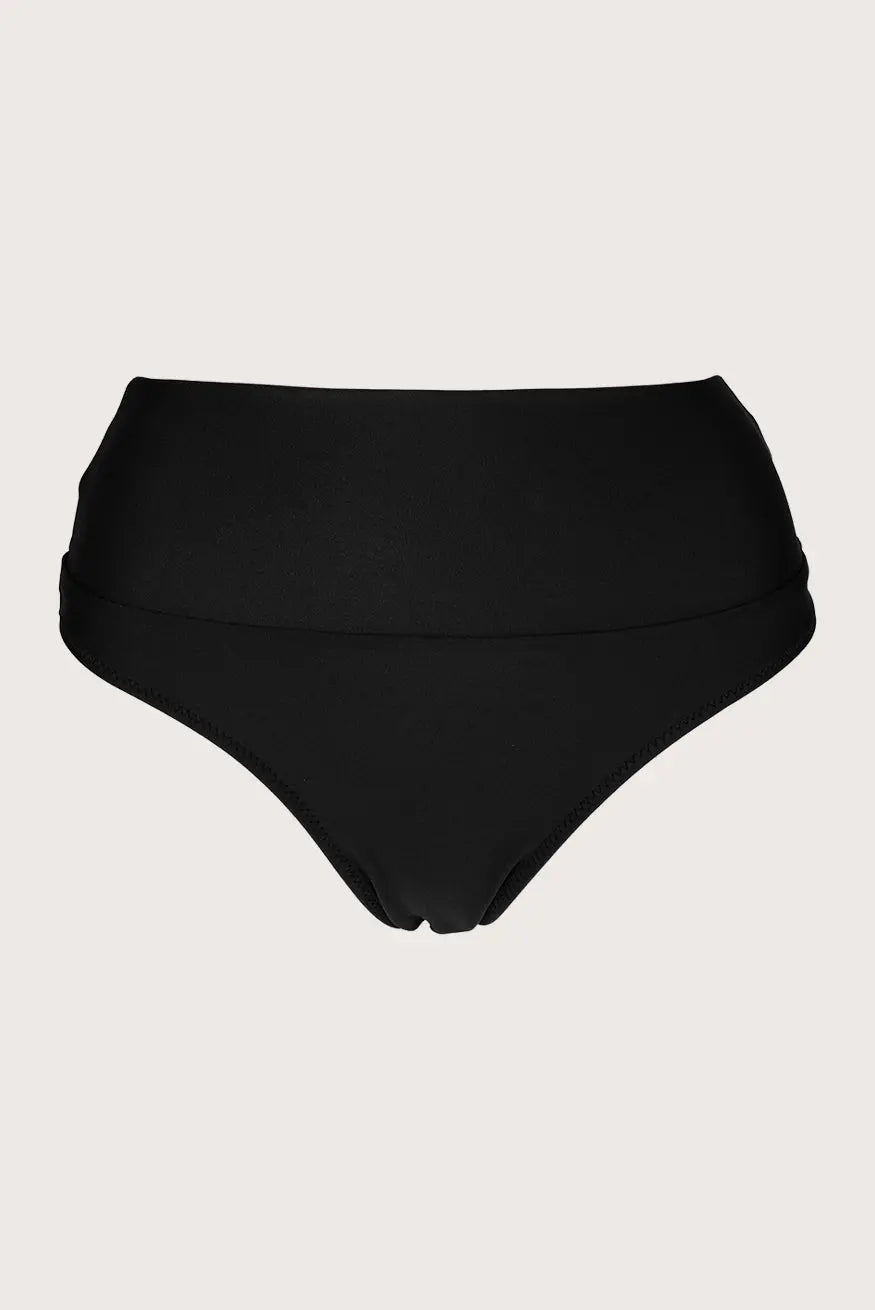 Black High-Waist Swim Briefs | Tummy Control Bikini Bottom - Zingara
