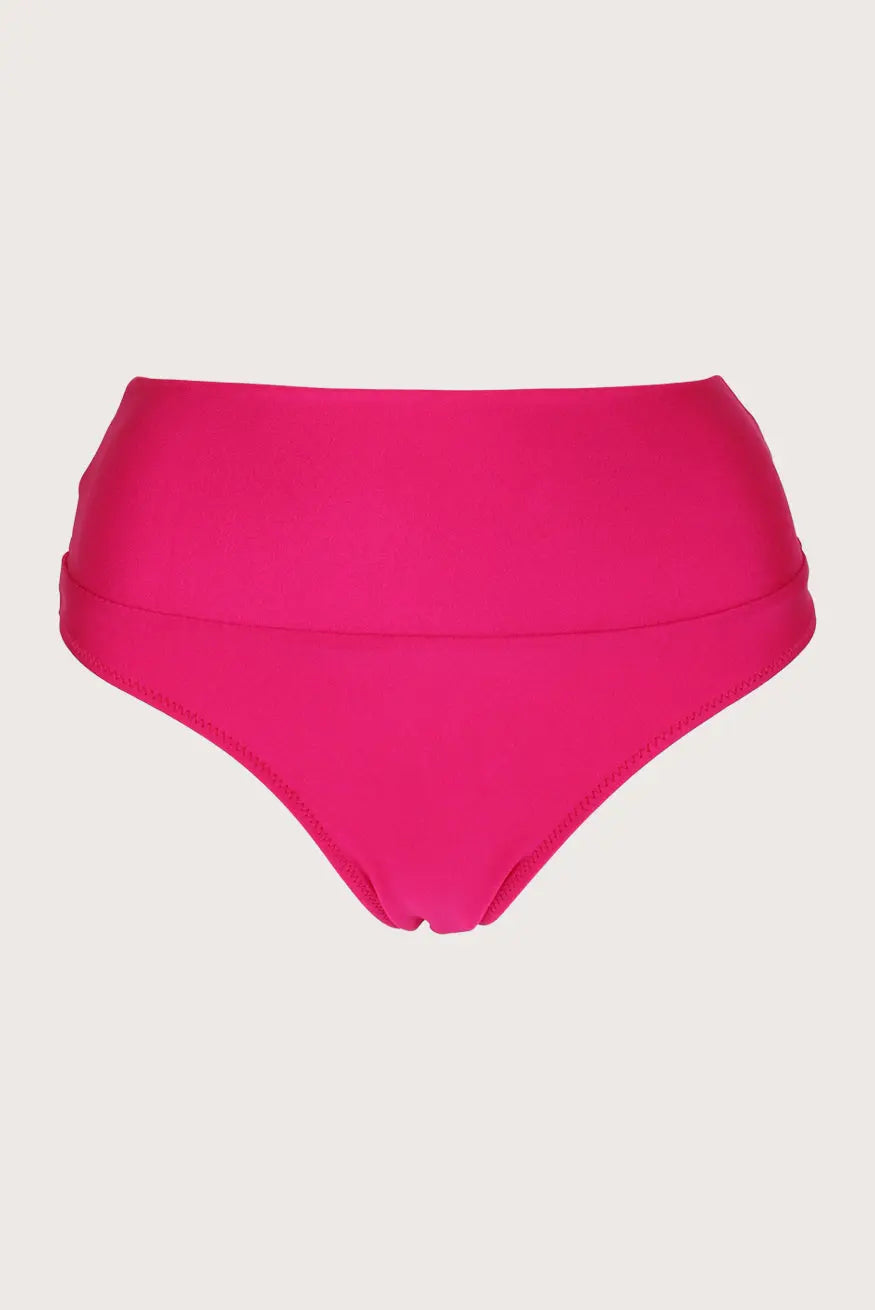 Pink High-Waist Bikini Bottom | Shaping Swimwear for Women - Zingara