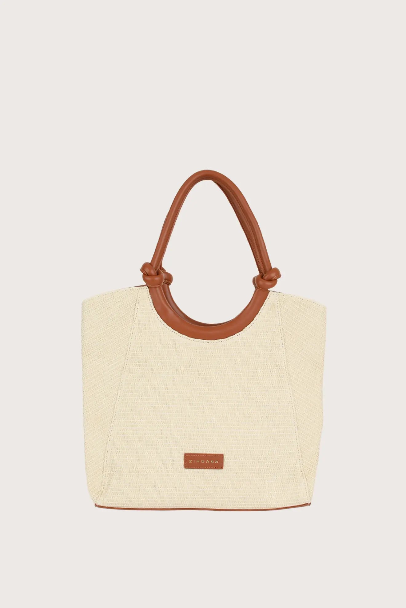 Bolsa Eclipse con Asas de Piel Marrón y Textura Refinada | Zingara