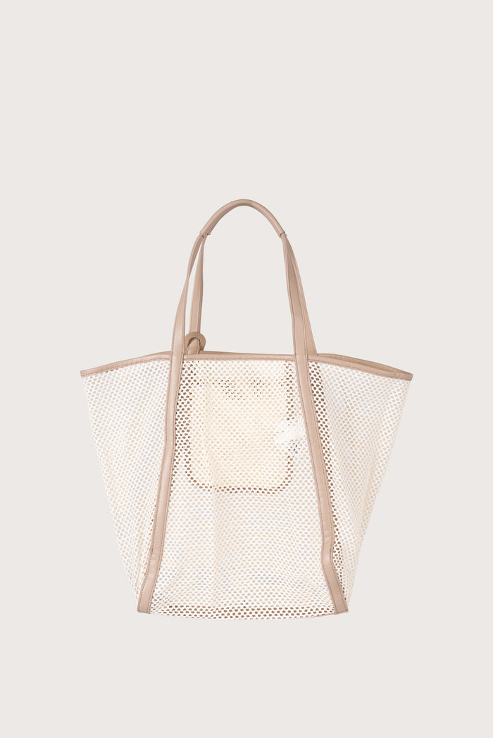 Cream Mesh Tote Bag - Functionality & Refined Style