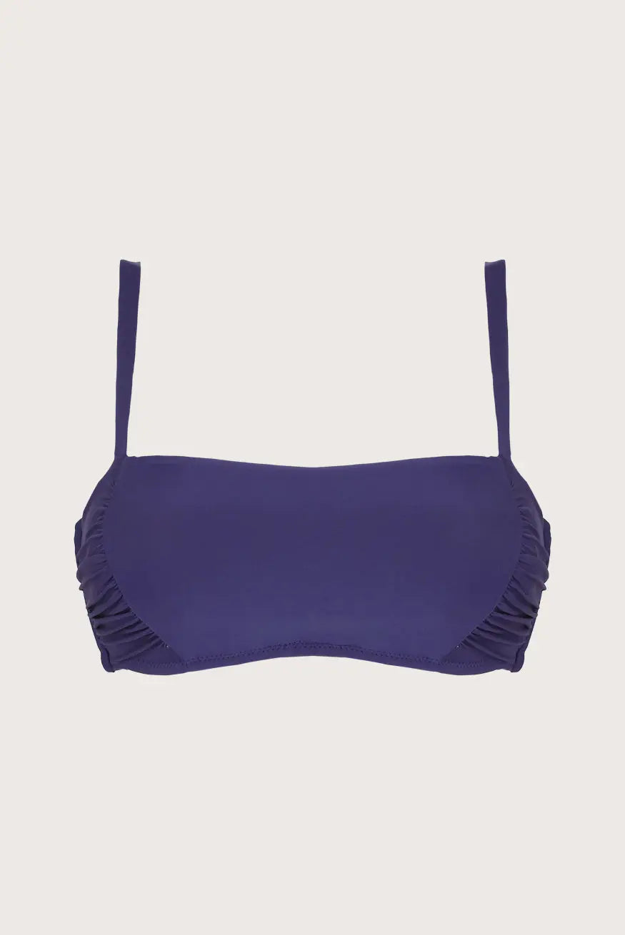 Pompeya Blue Ruffled Bandeau Top | Minimalist Design